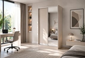 Skříň s posuvnými dveřmi 1200x2200x600 1LTD 1 Zrcadlo Kašmír, profil stříbrný