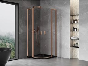Mexen Mist L, čtvrtkruhový sprchový kout s 2-křídlými dveřmi, 80 x 80 cm, 8mm čiré sklo, měděný profil, 8A32L-080-080-65-00
