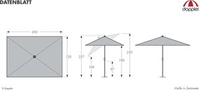 Doppler ACTIVE zahradní slunečník 200 x 120 cm antracit