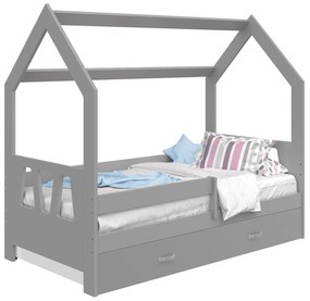Dětská postel Domeček 160x80 D3A šedá s roštem