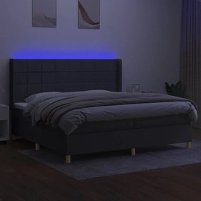 Box spring postel s matrací a LED tmavě šedá 200x200 cm textil 3138902