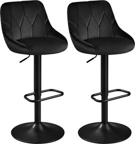 Sada 2 ks – Barová židle – černá, 46 cm (šířka) × 49 cm (hloubka) × 87,5 cm – 109 cm (výška) (257787281669)