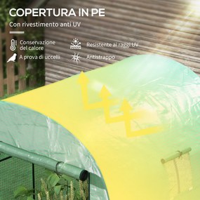 Zelený tunelový skleník Outsunny pro zahradu 1,8x1,8x2 m, UV odolný skleník se 2 rolovacími dveřmi a okny, ocel a PE