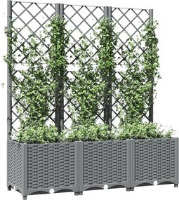 Zahradní truhlík s treláží světle šedý 120 x 40 x 136 cm PP 153274