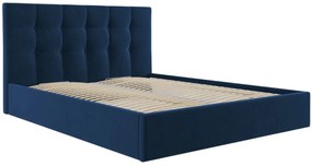 OnaDnes -20% Královsky modrá sametová dvoulůžková postel MICADONI Phaedra 180 x 200 cm