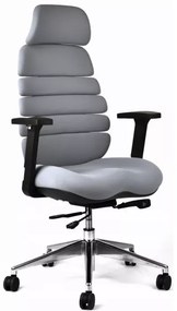 MERCURY STAR Kancelářská ergonomická židle SPINE s podhlavníkem — látka, nosnost 130 kg Šedá