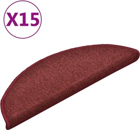 Schodové rohože 15 ks 56 x 17 x 3 cm bordó půlkulaté 322372