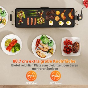 Costway 70 cm Elektrická grilovací deska Teppanyaki Gril Nepřilnavý povrch