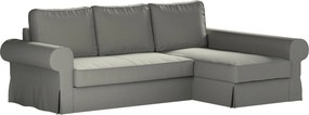 Potah na pohovku IKEA Backabro rozkládací se šezlongem barva šedá látka pletený vzor