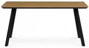 Jídelní stůl 160x90x76 dýha ostín dub kovové nohy černý lak HT-532 OAK