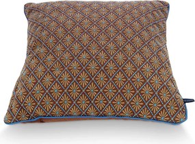 Pip Studio dekorační polštář Giyani Embroidery 50 x 50 cm - modro-hnědý (Luxusní dekorační polštář s výšivkou)
