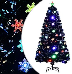 Vánoční strom s LED vločkami černý 120 cm optické vlákno,  328461 HangarStore.cz