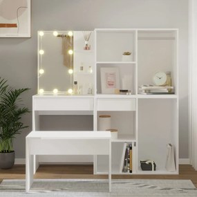 Toaletní Stolek Sada S Led Bílý Kompozitní Dřevo