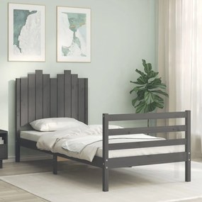 vidaXL Rám postele s čelem 90 x 200 cm masivní dřevo [3194166] Barva: Šedá