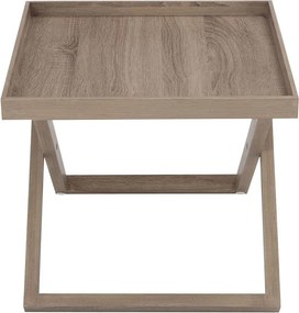 Hnědý dřevěný odkládací stolek s podnosem Butlertray - 52*52*46cm