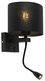 Moderní nástěnná lampa černá s černým stínítkem - Brescia