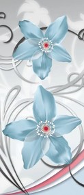 Postershop Fototapeta: Stříbrný květinový vzor - 211x91 cm
