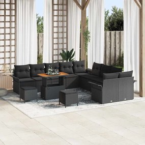 Sada zahradních pohovek 13 ks 12-Počet míst Černá 3364144