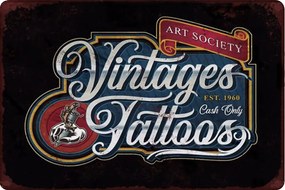 Plechová cedule Vintages Tattoos Velikost: A5 (20 x 15 cm)