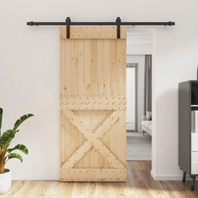 Posuvné Dveře S Kováním 90 X 210 Cm Masivní Borové Dřevo