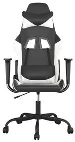 Masážní herní židle černá a bílá umělá kůže,  345404