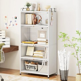 Costway 5patrová kuchyňská skříň volně stojící kovová úložná s 4 skládacími