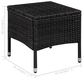 vidaXL Zahradní židle a stolička s poduškami polyratan černé
