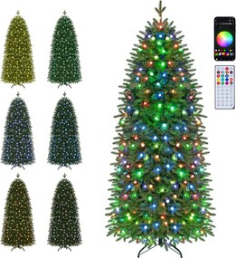 Costway Úzký vánoční stromek 225 cm s 948 větvemi a LED