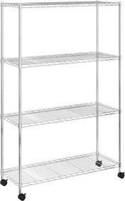 4patrový úložný regál na kolečkách 90x35x142 cm chrom 200 kg 324627