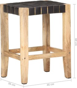 vidaXL Barové stoličky 2 ks pravá kůže 60 cm [321836] Barva: Černá