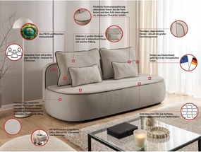 Hnědá/taupe sametová rozkládací/s úložným prostorem pohovka 210 cm Saga – Ropez