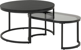 XXXLutz SADA KONFERENČNÍCH STOLKŮ, černá, kov, sklo, kompozitní dřevo, 70/42/70 cm MID.YOU - Konferenční stolky - 001277000302