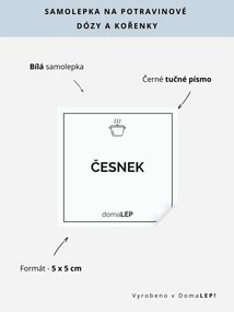 Samolepka na kořenky ČESNEK bílá 5 × 5 cm tučné písmo