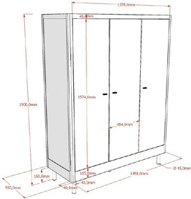 Bílá dětská šatní skříň z bukového dřeva 146x190x55 cm Forrest – Vipack