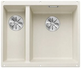 Blanco Subline 340/160-U, silgranitový dřez pod pracovní desku 555x460x190 mm, dřez vpravo, 1,5-komorový, jemná bílá, BLA-527163