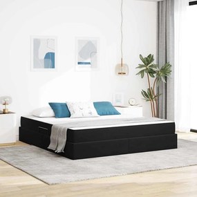 Postel s úložným prostorem a matrací Černá 180 x 200 cm samet 3399738