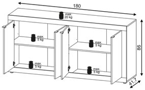 Komoda RUNEA tmavě hnědá/antracit