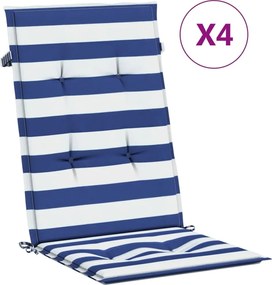vidaXL Podušky na židli vysoké opěradlo 4 ks 120x50x3 cm textil [361254] Barva: Modro-bílá