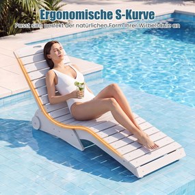 Costway Sada 2 lehátek z HDPE, ergonomické zahradní lehátko
