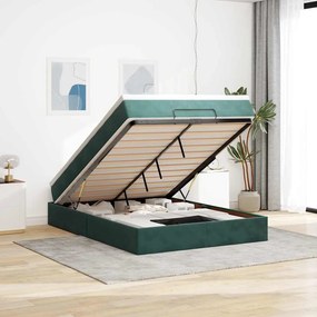 Osmanský rám postele s matrací tmavě zelená 140x200cm samet 3311192