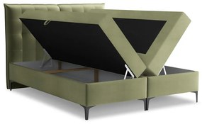 Zelená boxspring postel s úložným prostorem 140x200 cm Mikana – Makamii