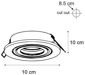 Sada 6 moderních naklápěcích zapuštěných bodových světel - Club
