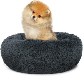 Plyšový pelíšek pro psy 40 cm tmavě šedý