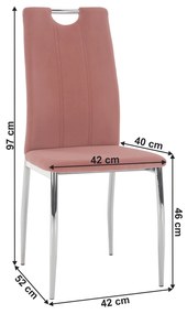Kondela Jídelní židle, růžová Velvet látka / chrom, OLIVA NEW