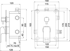 Novaservis Podomítková baterie s boxem 3 vývody, SHARP BOX37051RX,0