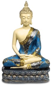 Milujeme Kameny Meditující Buddha - soška Feng Shui - modro-bílá