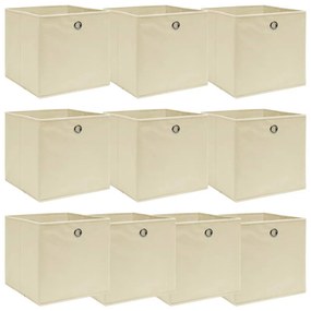 Úložné boxy 10 ks krémové 32 x 32 x 32 cm textil 288359