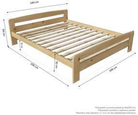 Maxi Postel z masivu Klaudie 180 x 200 cm, Olše