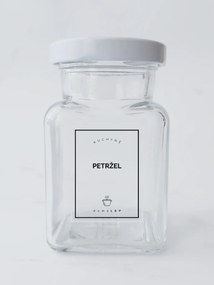 Samolepka na kořenky PETRŽEL průhledná 3 × 4 cm tučné písmo