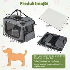 Costway Přepravka pro psy Skládací přenosný přepravní box pro psy se síťovými